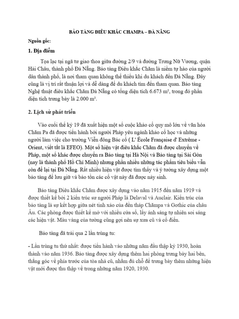 NỘI DUNG BẢO TÀNG ĐIÊU KHẮC CHAMPA | PDF