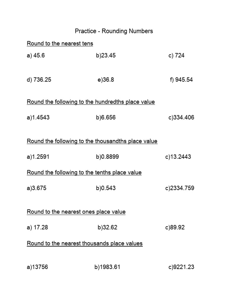 Astrid Flexhaug - Practice - Rounding Numbers | PDF