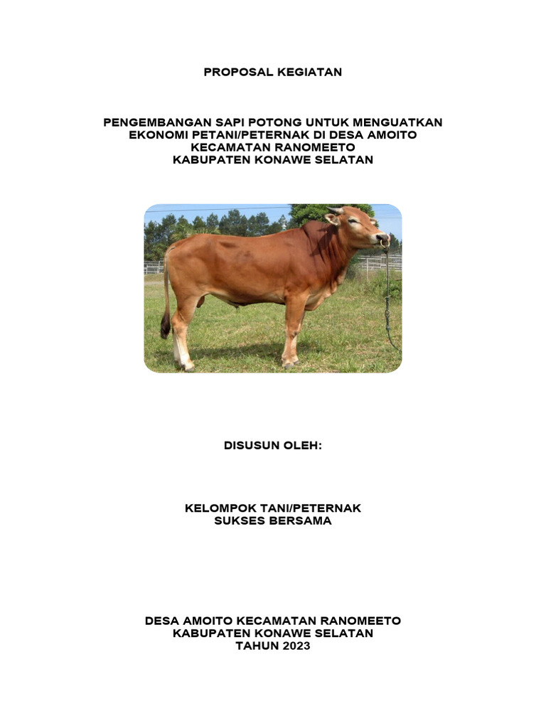 Proposal Pengembangan Sapi Potong Desa Amoito | PDF