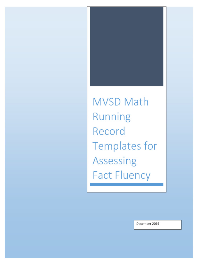 1 MVSD Math Running Record Templates For Assessing Fact Fluency-1 | PDF ...