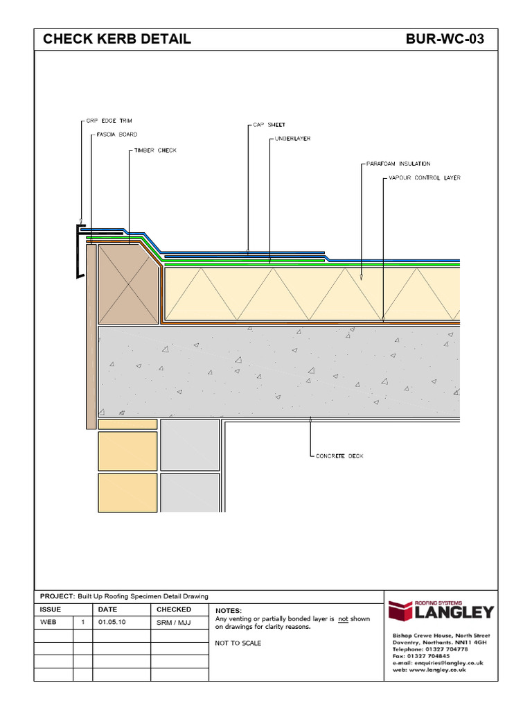 (Bur-Wc-03) Built Up Roofing Check Kerb Detail - Drawing | PDF