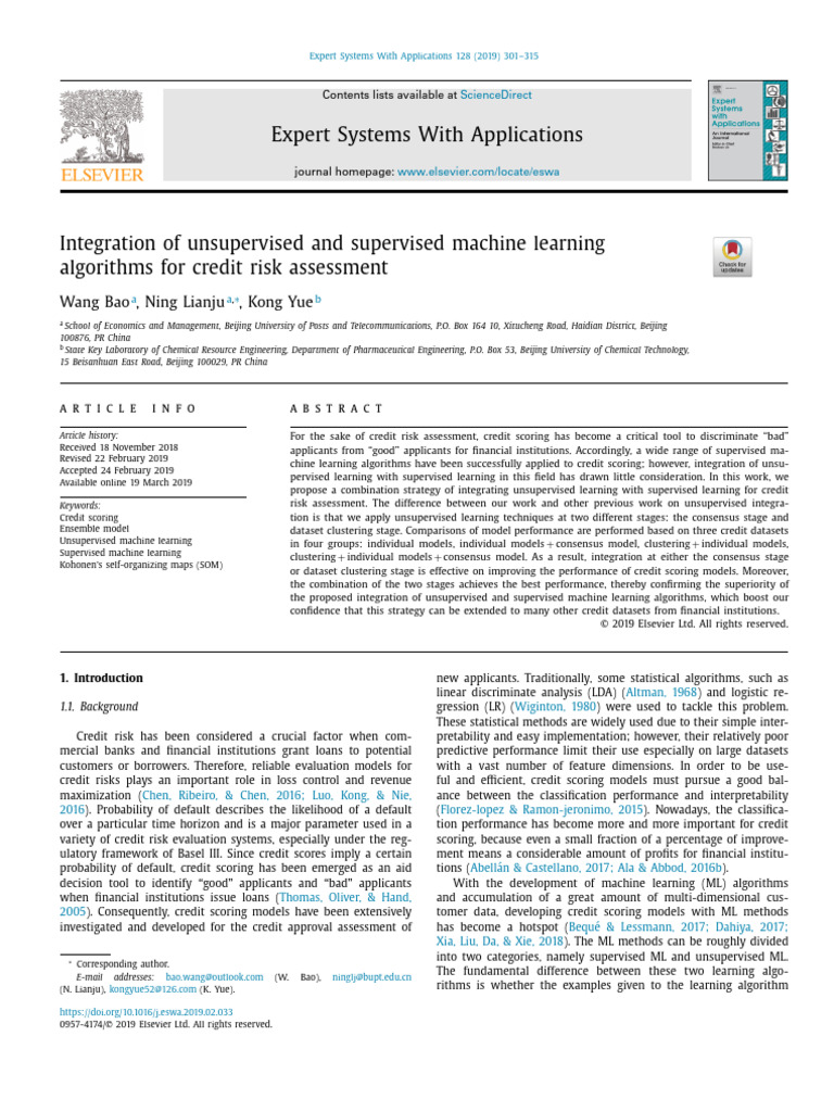 Integration of Unsupervised and Supervised Machine Learning Algorithms ...