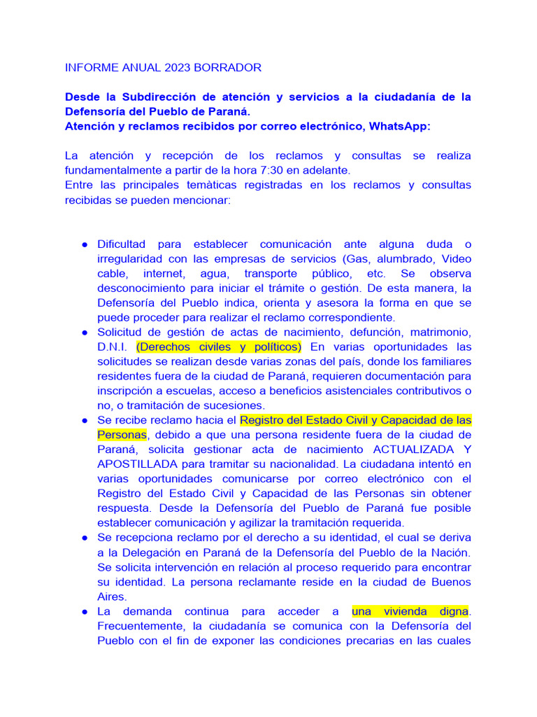 Informe Anual 2023 Borrador | PDF