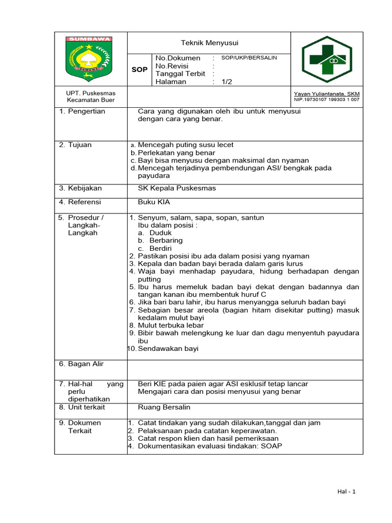 SOP Teknik Menyusui | PDF