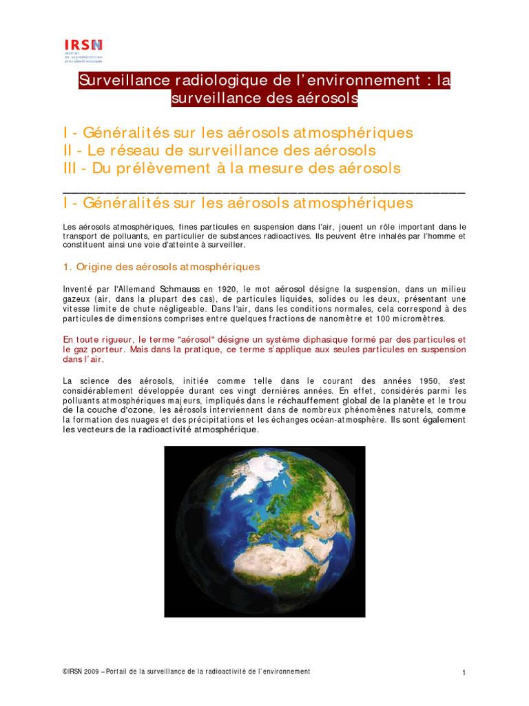 Surveillance des aérosols atmosphériques | PDF