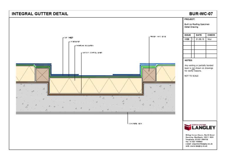 (Bur-Wc-07) Built Up Roofing Integral Gutter - Detail Drawing | PDF