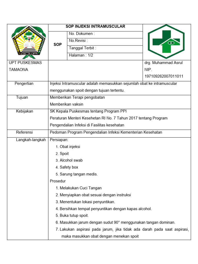 Sop Injeksi Im | PDF