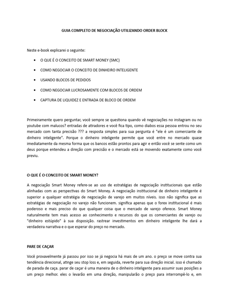 Order Block | PDF | Dinheiro | Mercado (economia) Order Block | PDF | Dinheiro | Mercado (economia)
