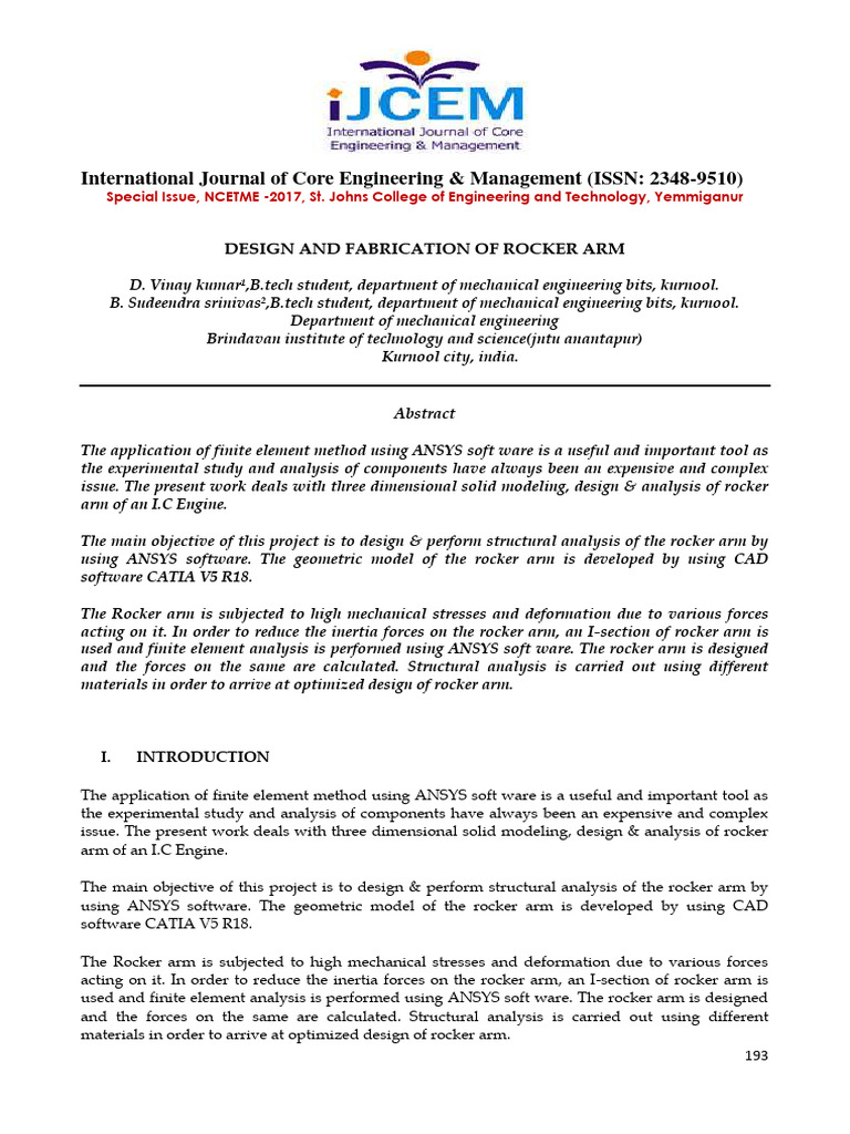 Design and Fabrication of Rocker Arm3 | PDF