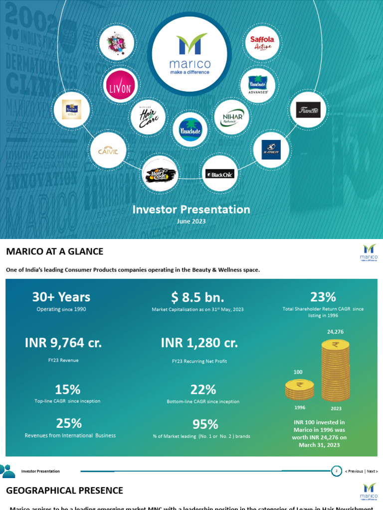 Marico Investor Presentation June 2023 | PDF | Economies | Business