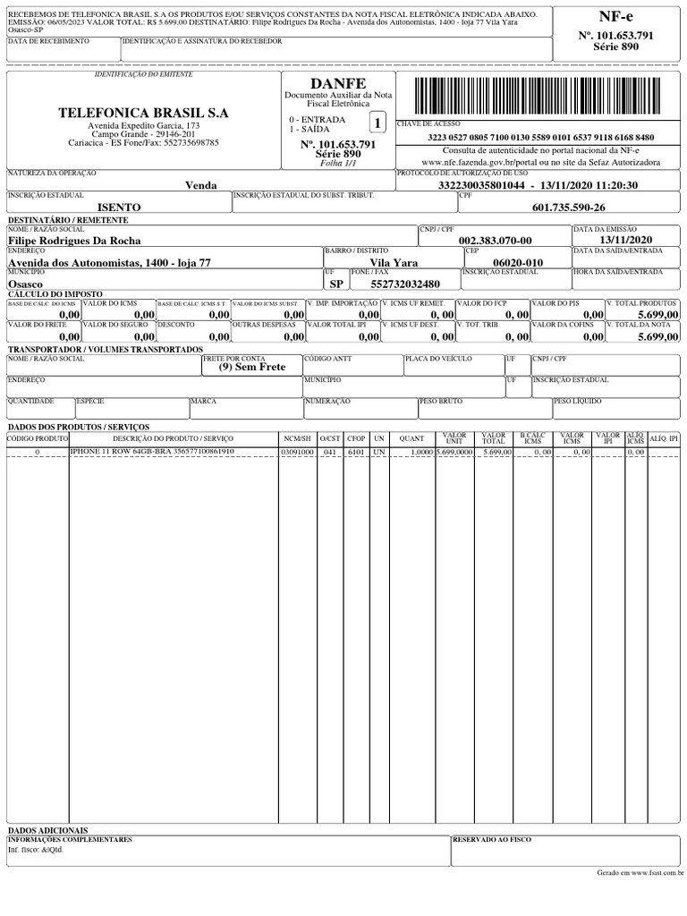 Nota Fiscal | PDF | Recibo | Business