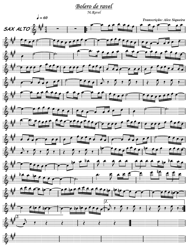 Boléro de Ravel pour saxophone alto | PDF