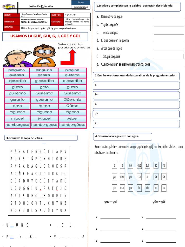 Actividad N8 - Uso de La Dieresis J G Gue Gui | PDF