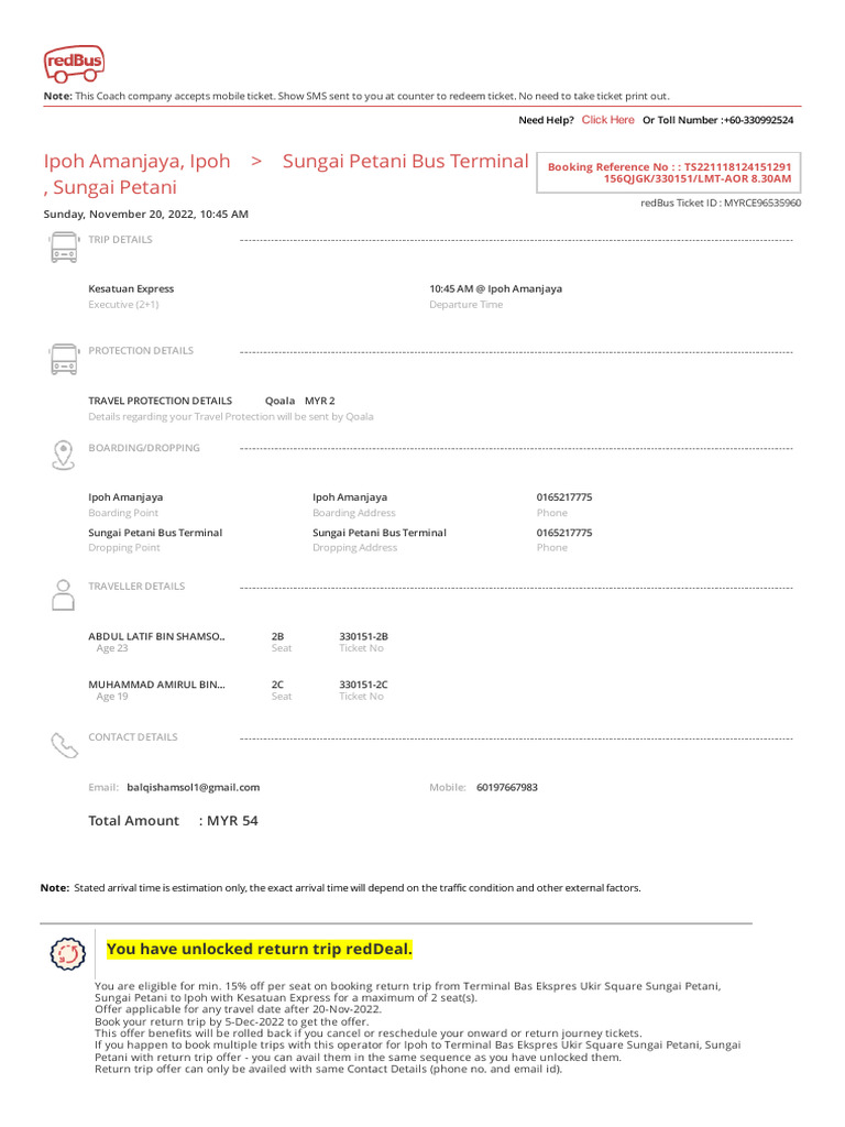 Ipoh Amanjaya, Ipoh Sungai Petani Bus Terminal, Sungai Petani | PDF