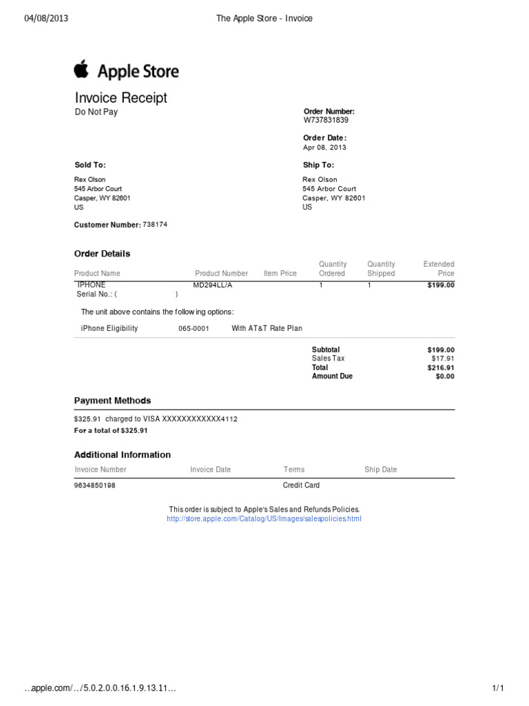 The Apple Store - Invoice | PDF | Receipt | Invoice