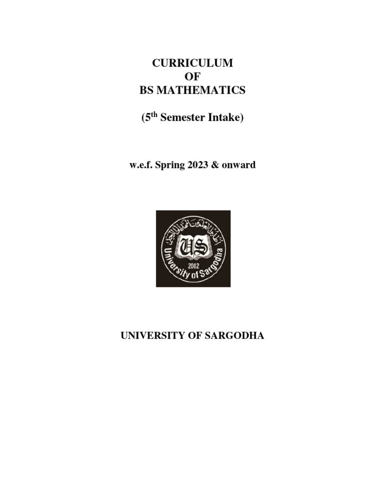Curriculum OF Bs Mathematics (5 Semester Intake) : W.E.F. Spring 2023 ...