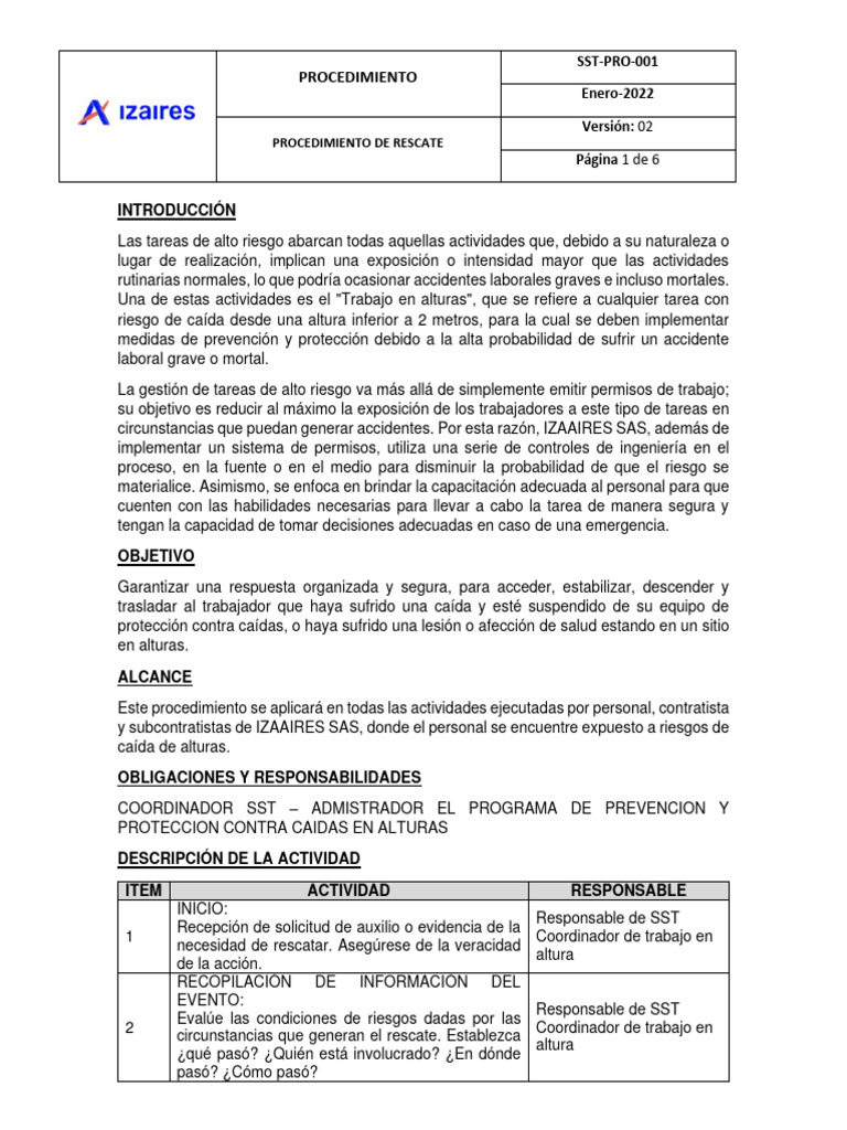 Procedimiento de Rescate | PDF Procedimiento de Rescate | PDF