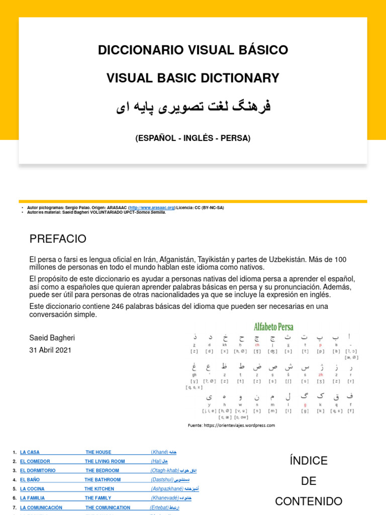 Diccionario Visual Basico Español-Inglés-Persa | PDF