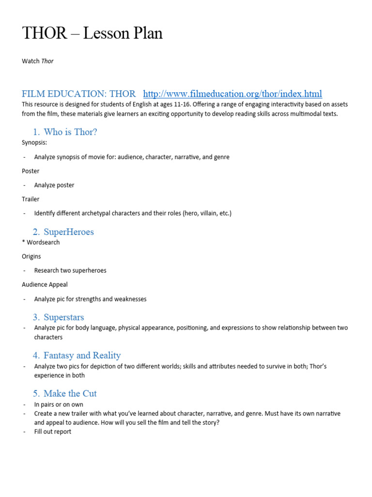 THOR Unit Plan | PDF