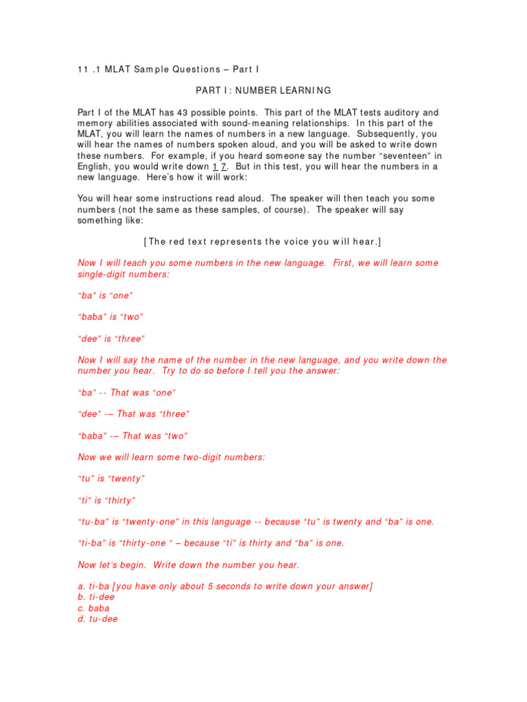 MLAT Sample Items | PDF | Foreign Language Studies