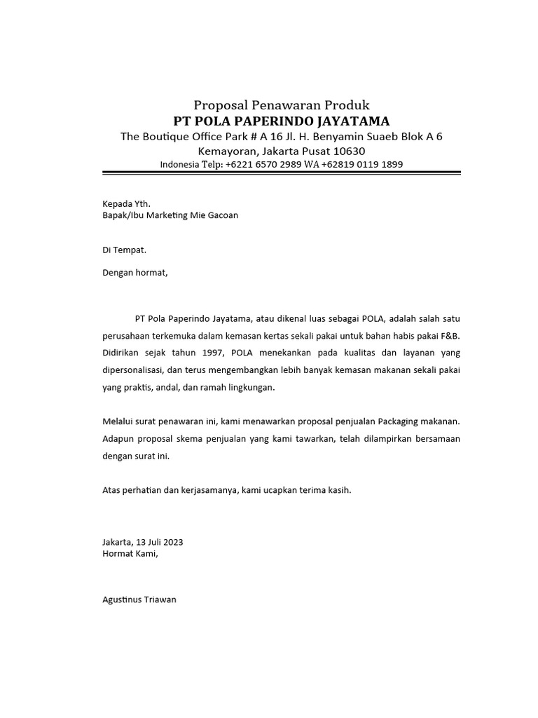 Proposal Penawaran Produk | PDF