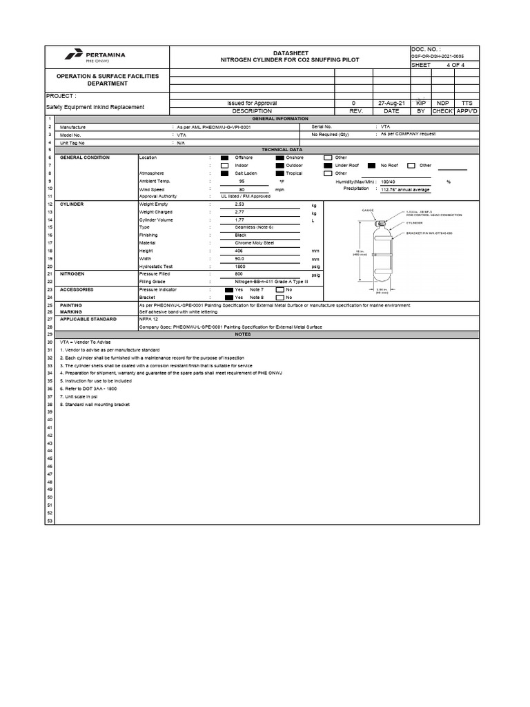 Datasheet Nitrogen Cylinder For CO2 Snuffing Pilot - Approved-4 | PDF ...