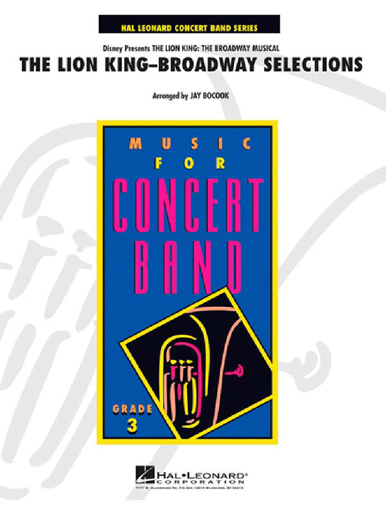 The Lion King Broadway Selections Arr Jay Bocook Pdf Musical 8648