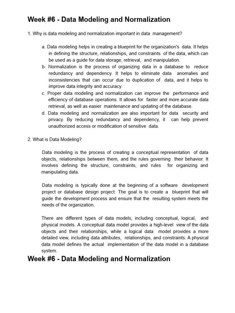 Week #6 - Data Modeling and Normalization | PDF | Conceptual Model ... Week #6 - Data Modeling and Normalization | PDF | Conceptual Model ...