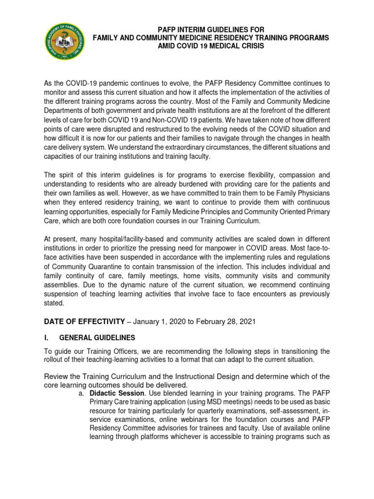PAFP Guidelines for Family Medicine Residency | PDF | Residency ...
