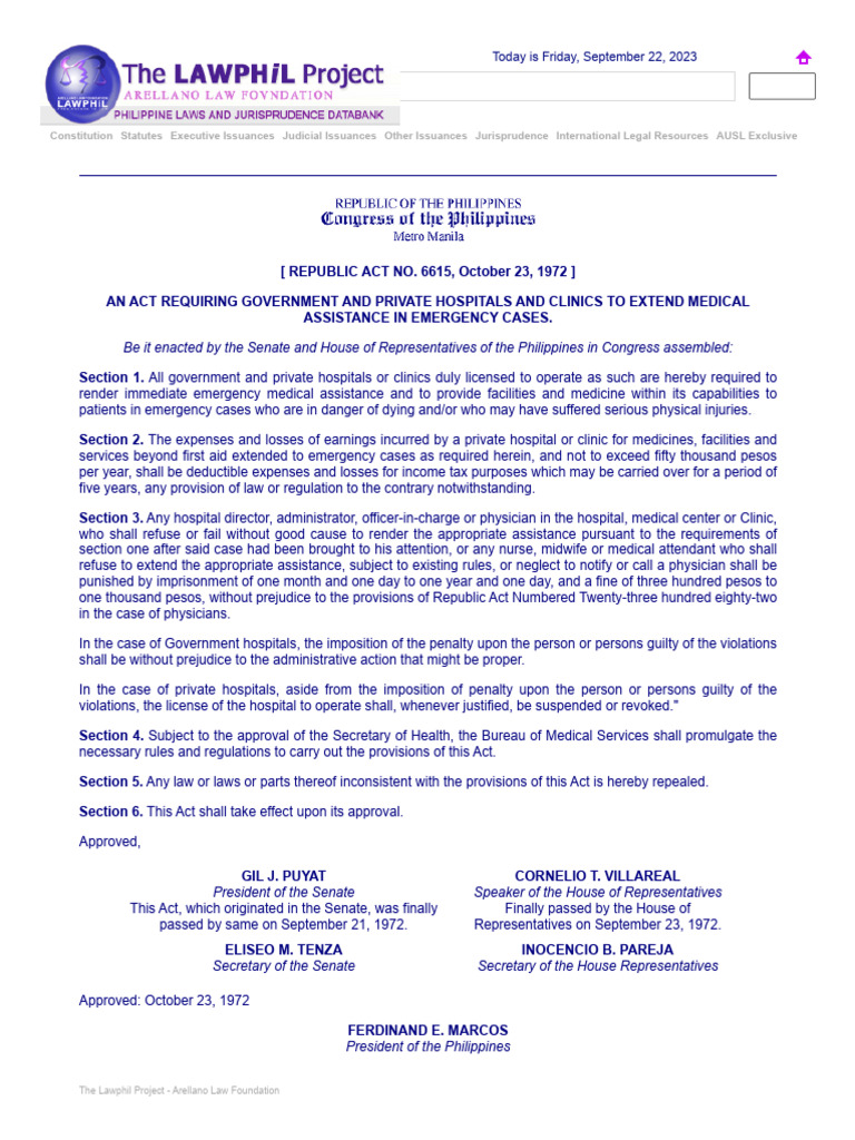 Republic Act No. 6615 | PDF | Hospital | Clinic