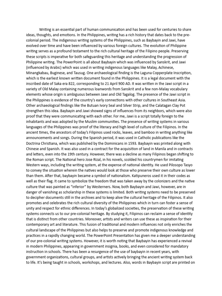 Filipino Ancient Writing System | PDF | Philippines | Southeast Asia