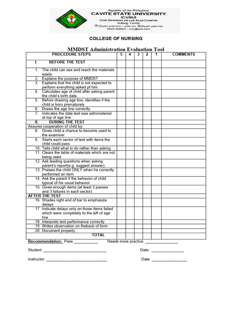 MMDST Tool Cavsu | PDF | Nursing | Evaluation