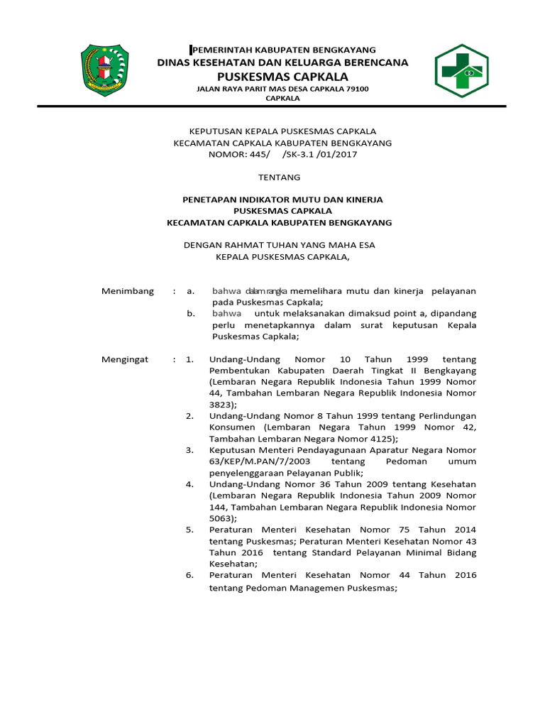 SK Indikator Mutu Dan Keselamatan Pasien | PDF