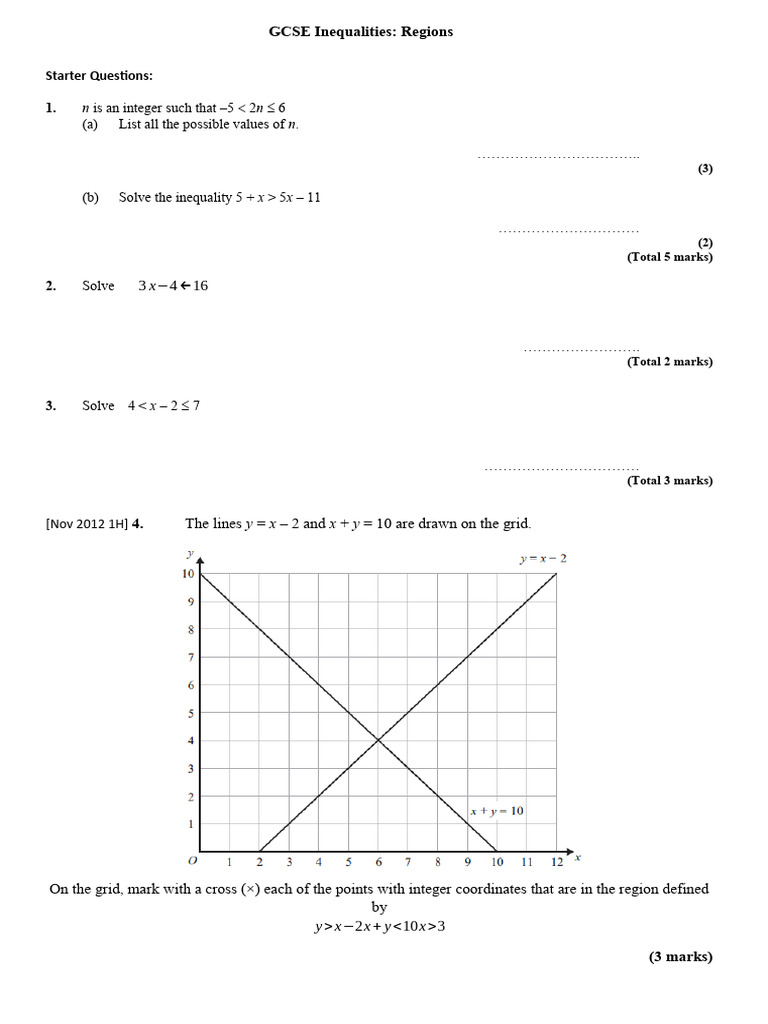 GCSE Inequalities: Integer Solutions Guide | PDF | Mathematics | Mathematical Analysis