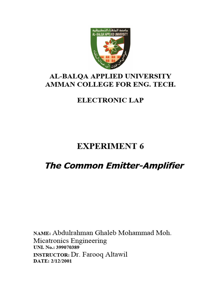 Common Emitter Amplifier | PDF | Bipolar Junction Transistor | Electrical Circuits
