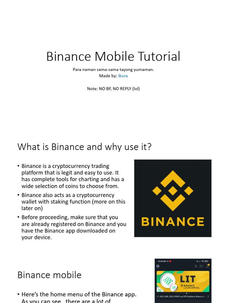 Binance Mobile Tutorial by Ikura-1 | PDF | Option (Finance ...