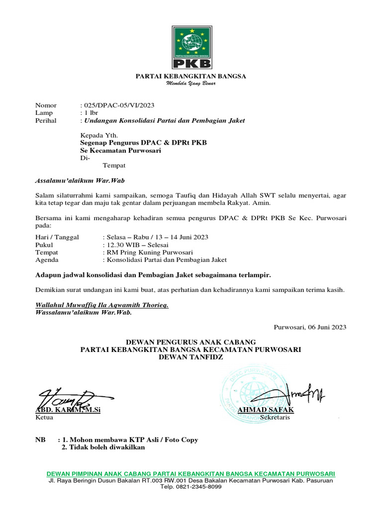 Konsolidasi PKB di Pring Kuning Purwosari | PDF