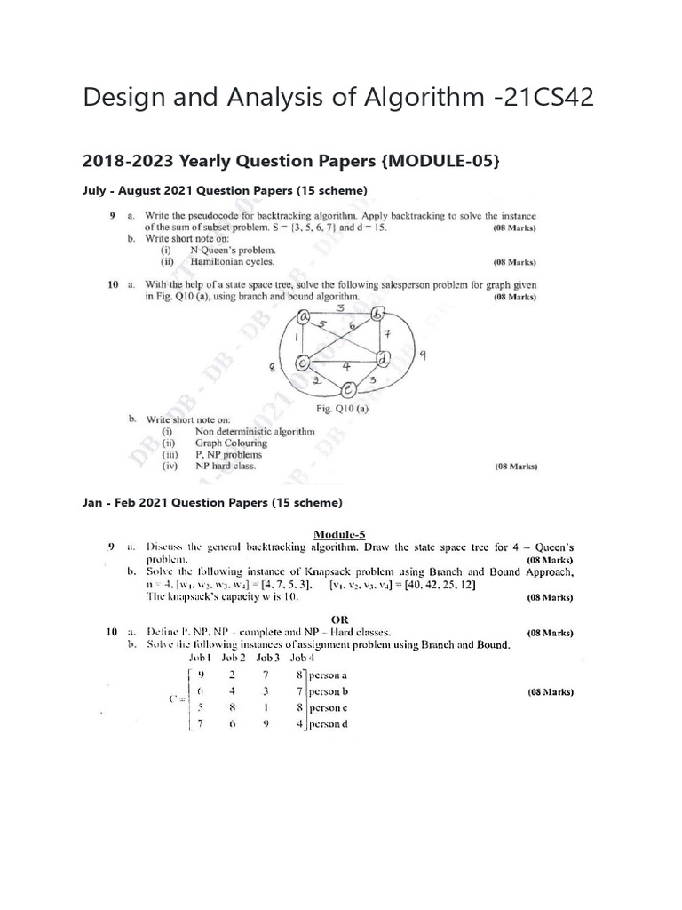 2018-2023 Yearly Question Papers Module 05 Questions | PDF