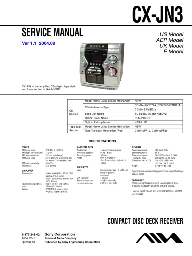 Aiwa cx-jn3 | PDF | Soldering | Frequency Modulation