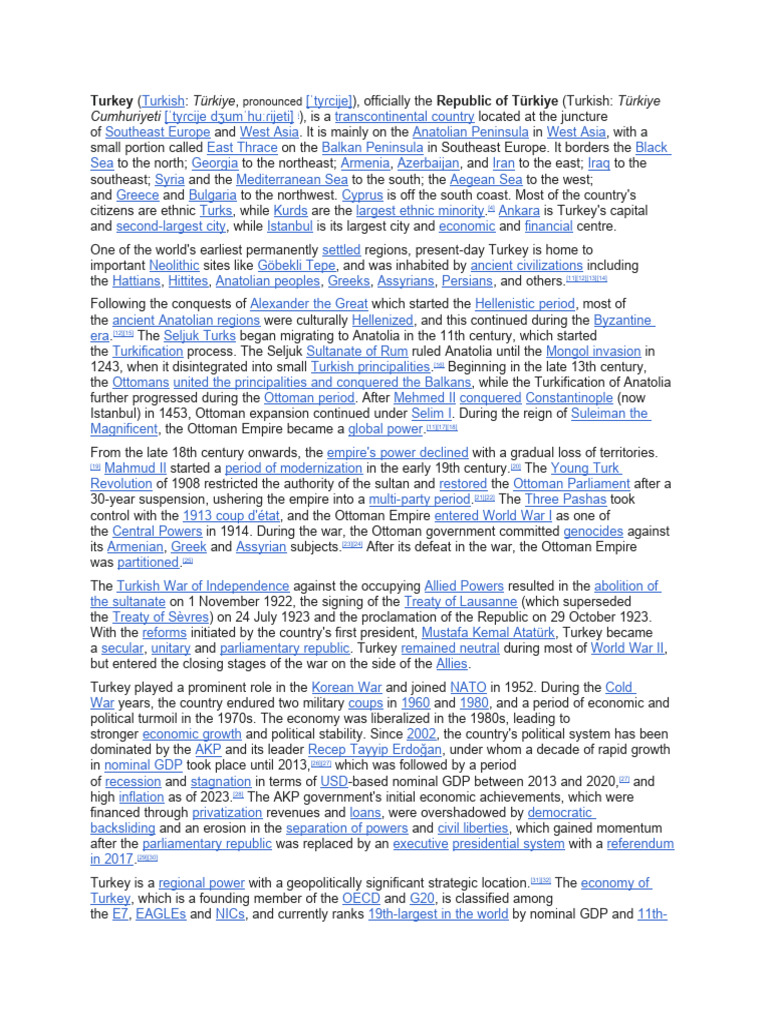 Turkey | PDF | Turkey | Anatolia