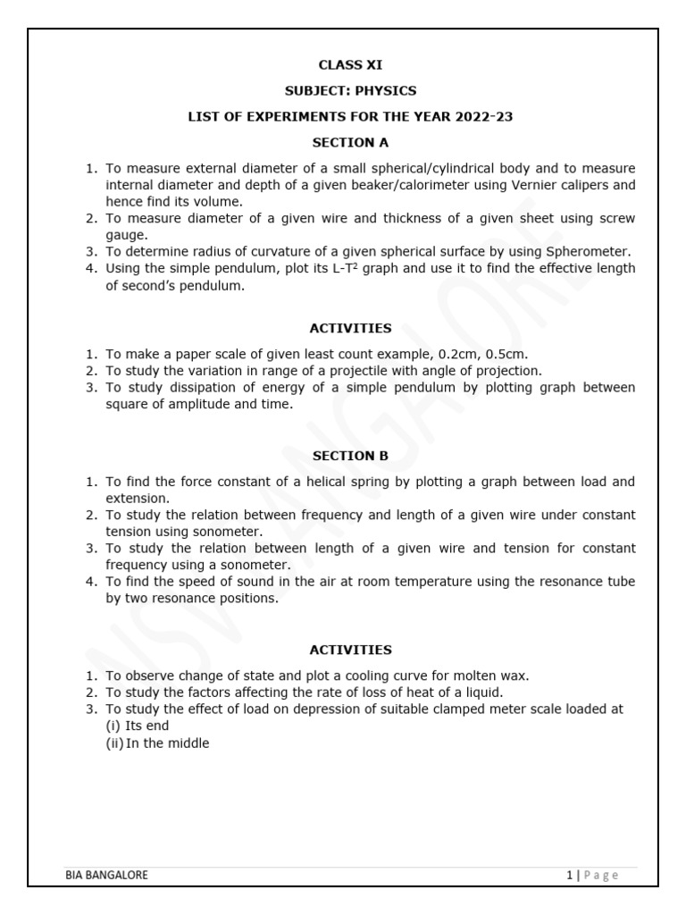 Grade Xi Physics Manual-22-23 | PDF | Pendulum | Sphere