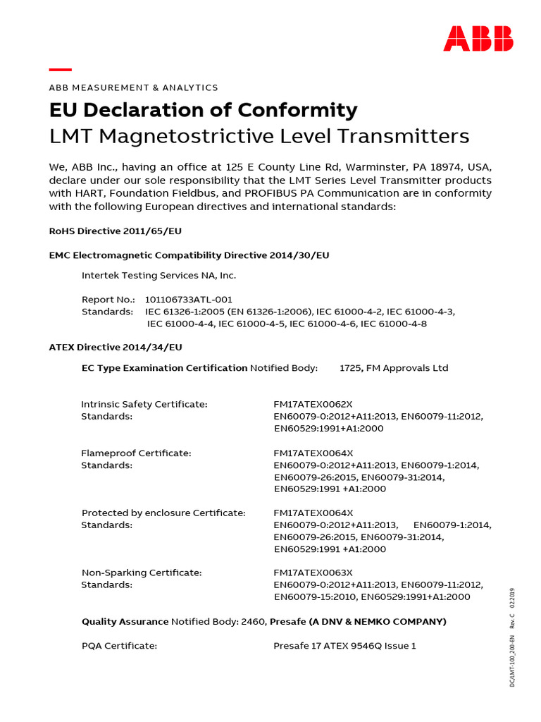 DC LMT100 LMT200 3KXL140000G0126C EU DECLARATION OF CONFORMITY Signed 2 ...