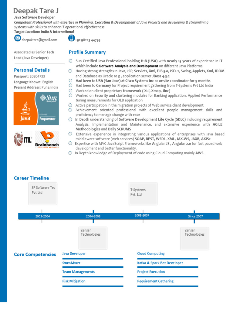 Deepak Tare CV | PDF | Java (Programming Language) | Web Service