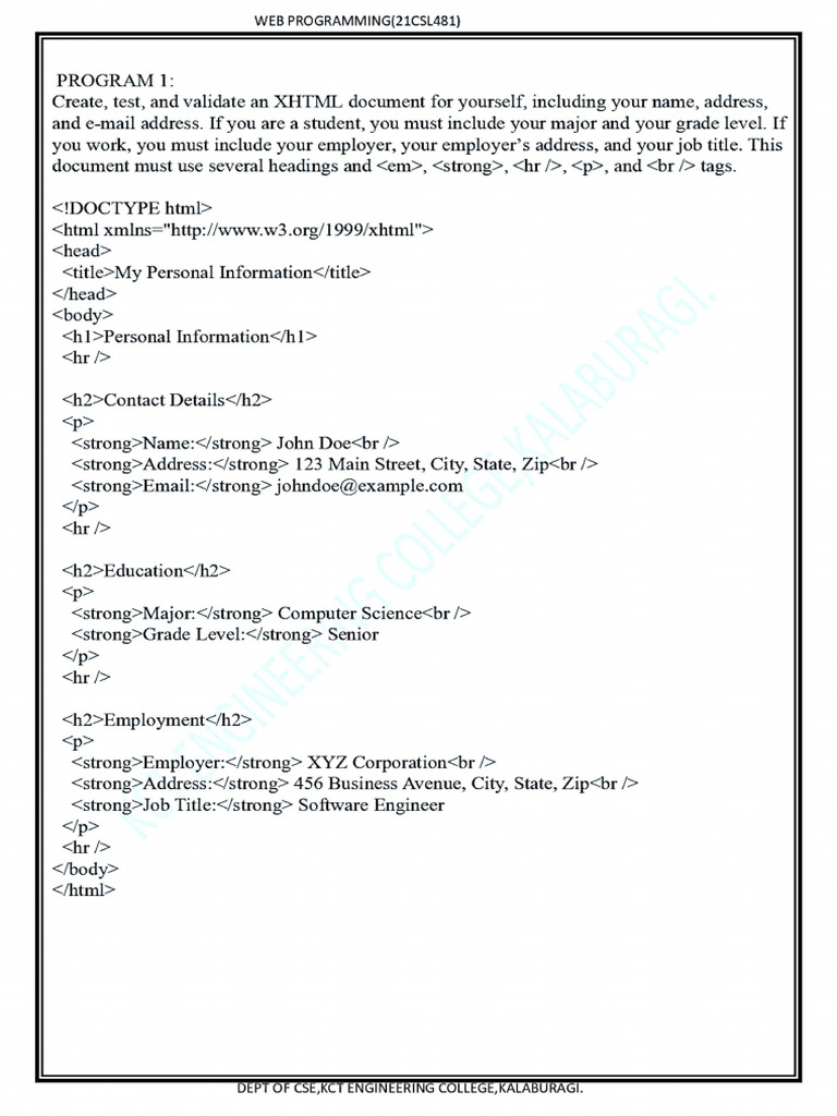 21csl481 Web Lab Manual | PDF