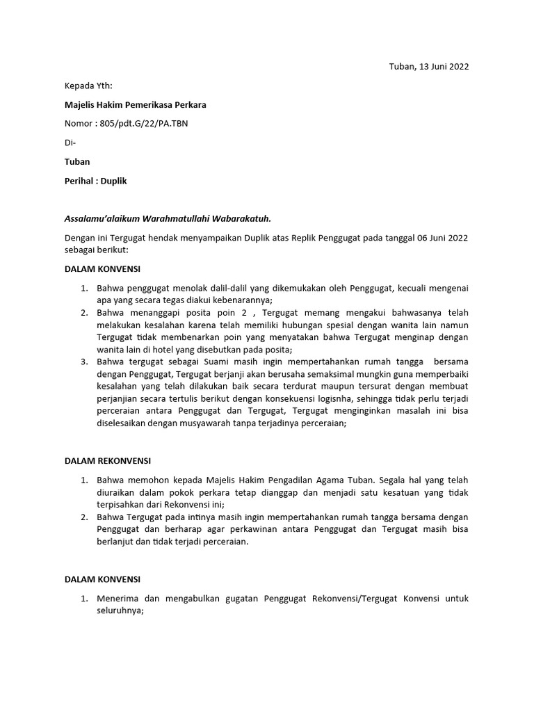 Duplik Bambang Fix | PDF