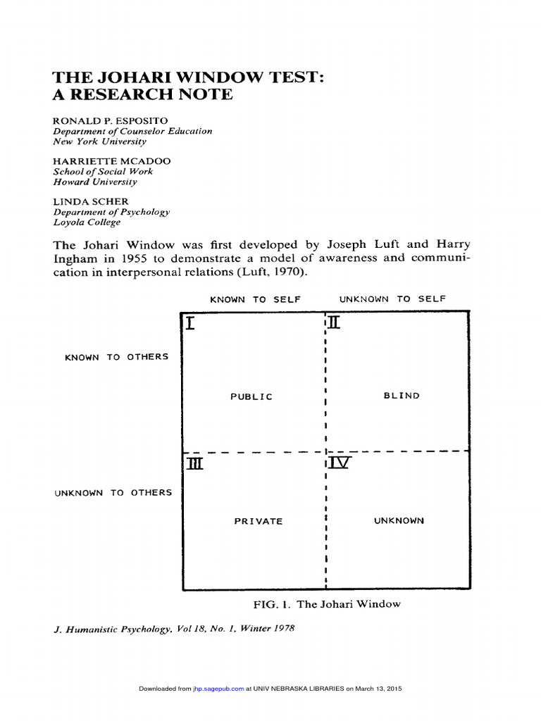 Johari Window Test Insights and Findings | PDF | Behavioural Sciences ...