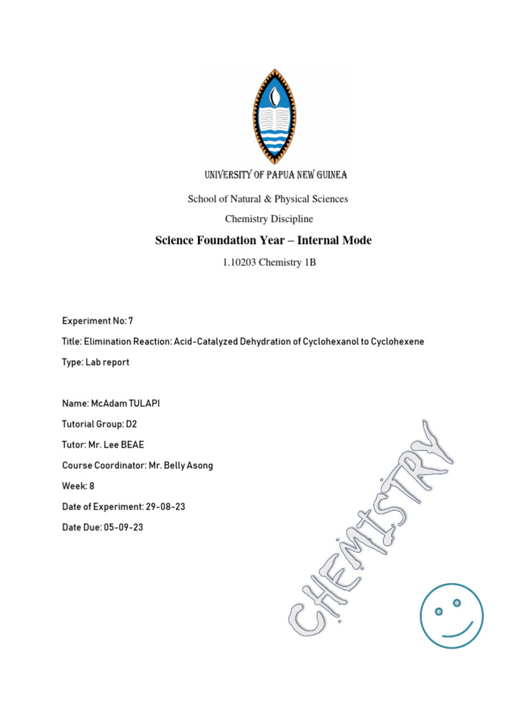 Acid-Catalyzed Dehydration of Cyclohexanol To Cyclohexene Lab - Report | PDF | Distillation ...