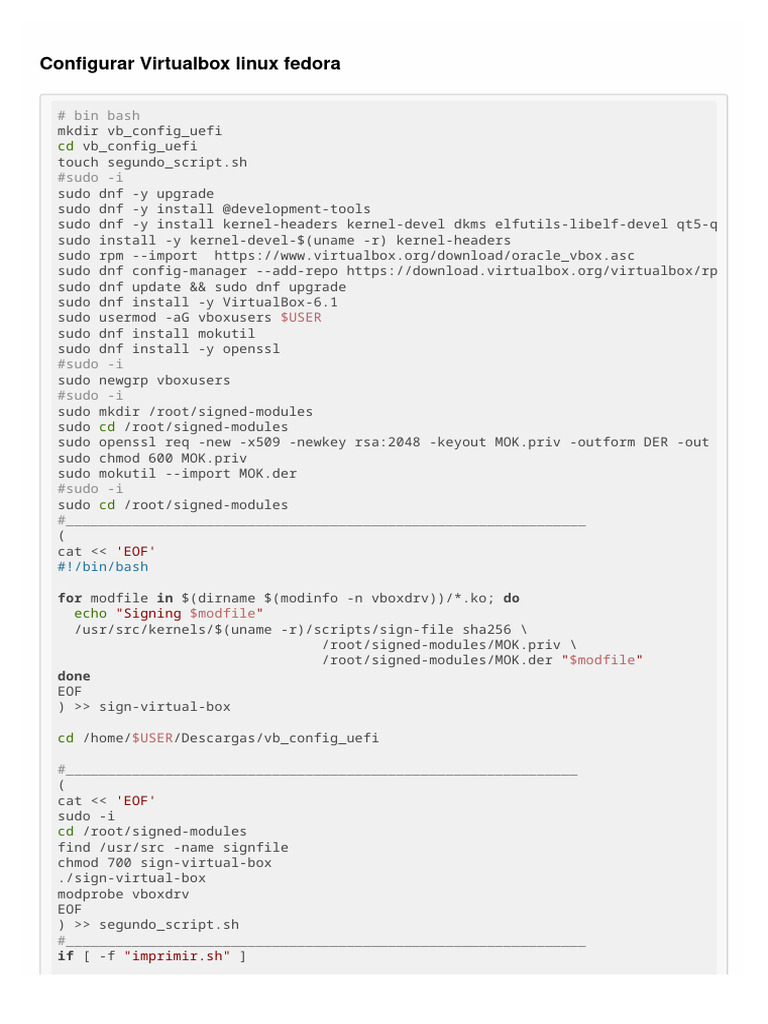 Instalar VirtualBox en Fedora Linux | PDF