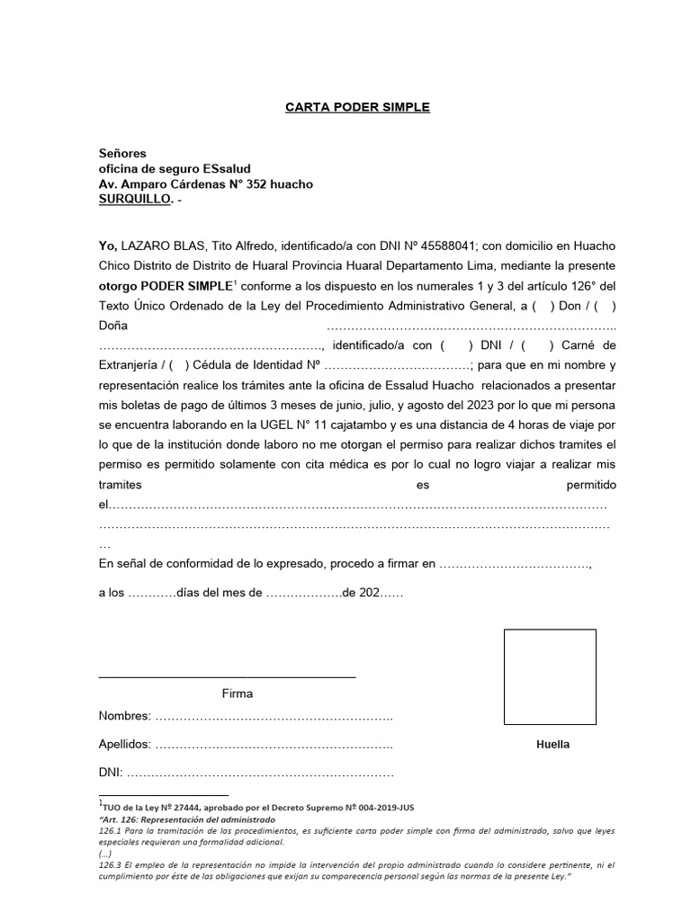 Formato de Carta Poder Simple | PDF | Justicia | Crimen y violencia