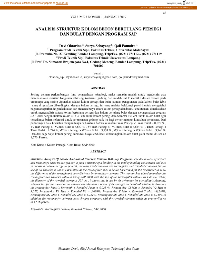 Analisis Struktur Kolom Beton Bertulang Persegi Dan Bulat Dengan ...